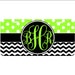 Polka Dot Chevron Lime Green License Plate Personalized Monogrammed ...