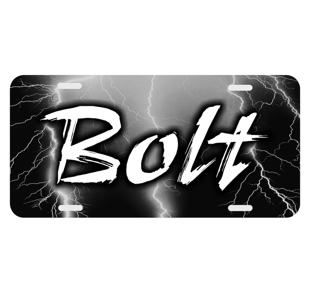 Black Lightning Personalized License Plate White Text Auto Car Tag ...