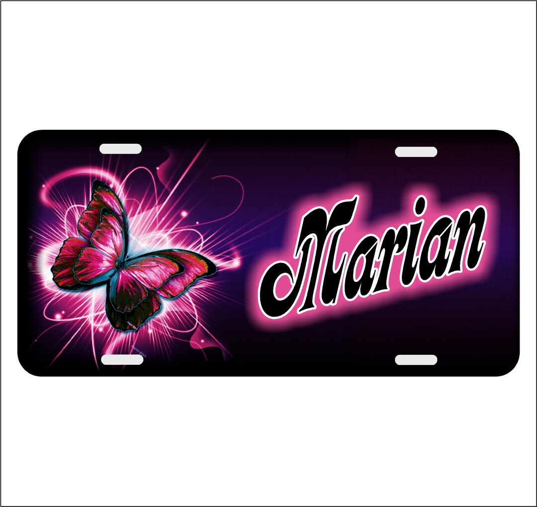 Butterfly License Plate Pink Personalized Monogrammed Car Auto Tag ...