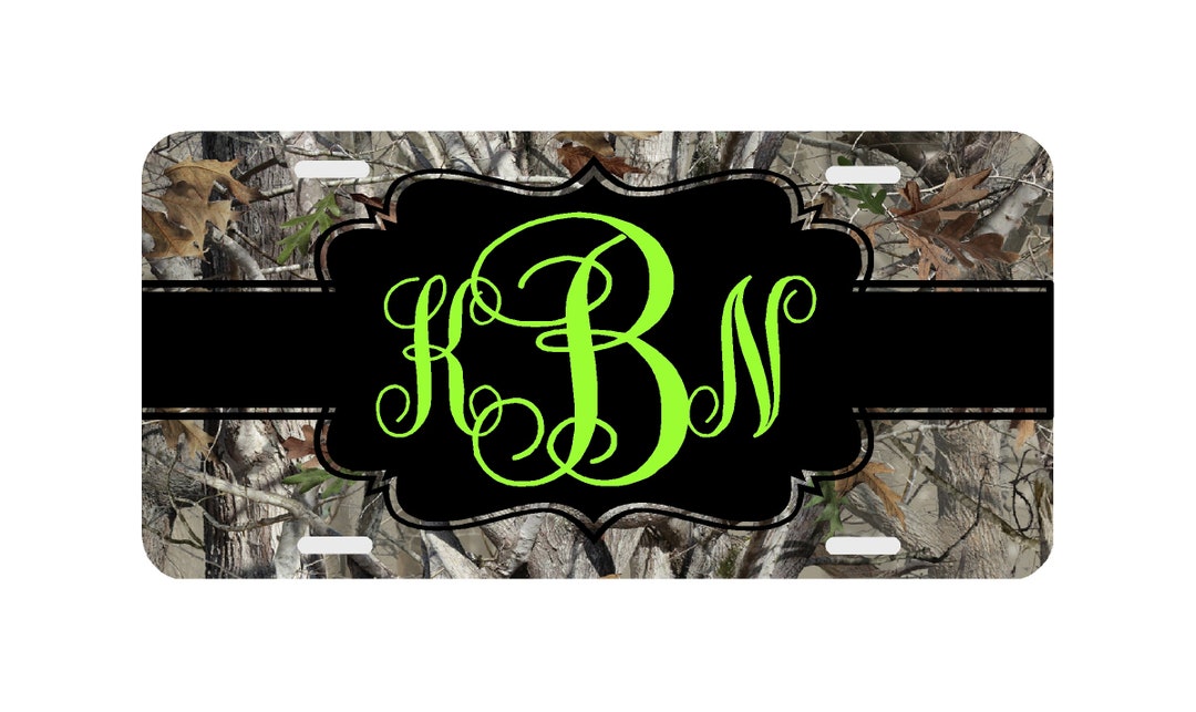 Personalized License Plate Camo Monogram Lime Camouflage - Etsy