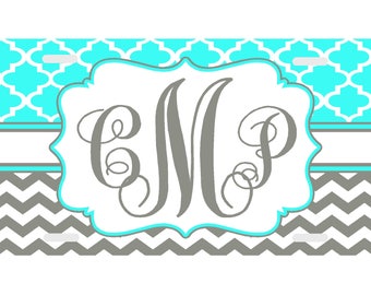 Aqua Gray Chevron - Etsy