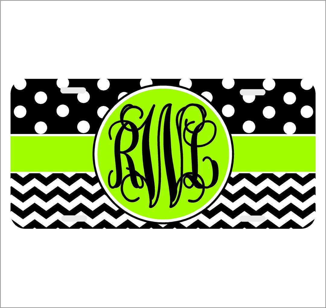 Polka Dots Chevron Stripes License Plate Personalized Monogrammed Auto ...