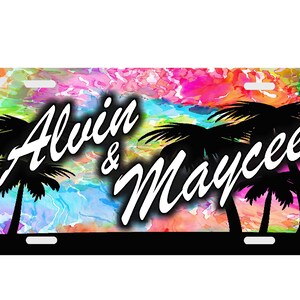 Beach Palm Trees Personalized License Plate Salty Little Beach Ocean ...
