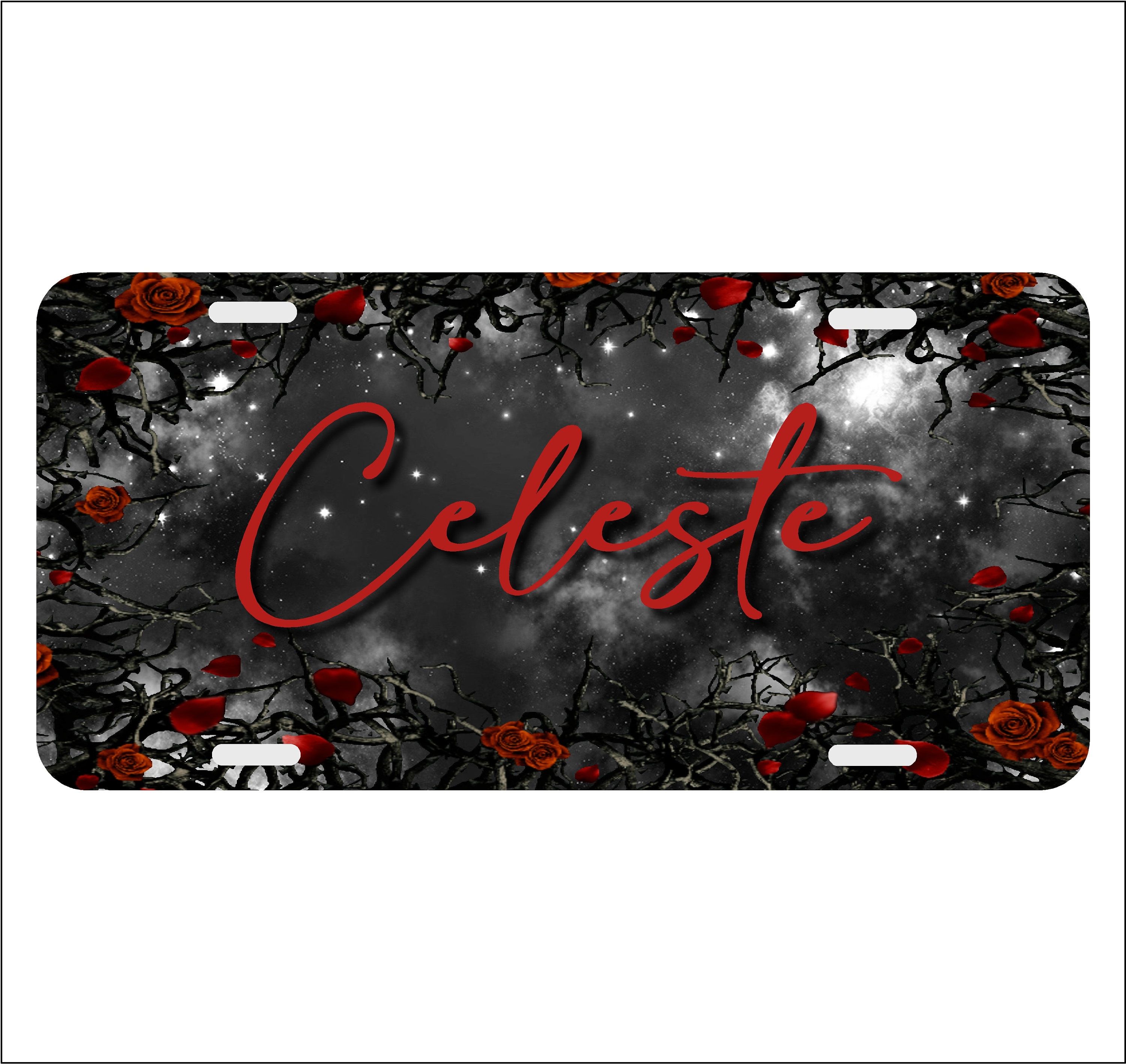 Roses Night Sky Personalized License Plate - Monogrammed Car Tag - Etsy