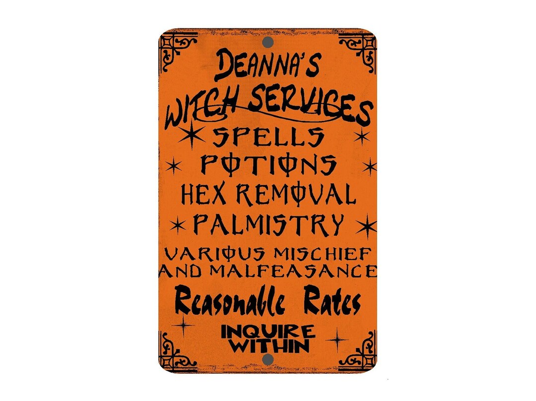Personalized Witch Services Sign: Halloween Spells, Potions, Hex ...