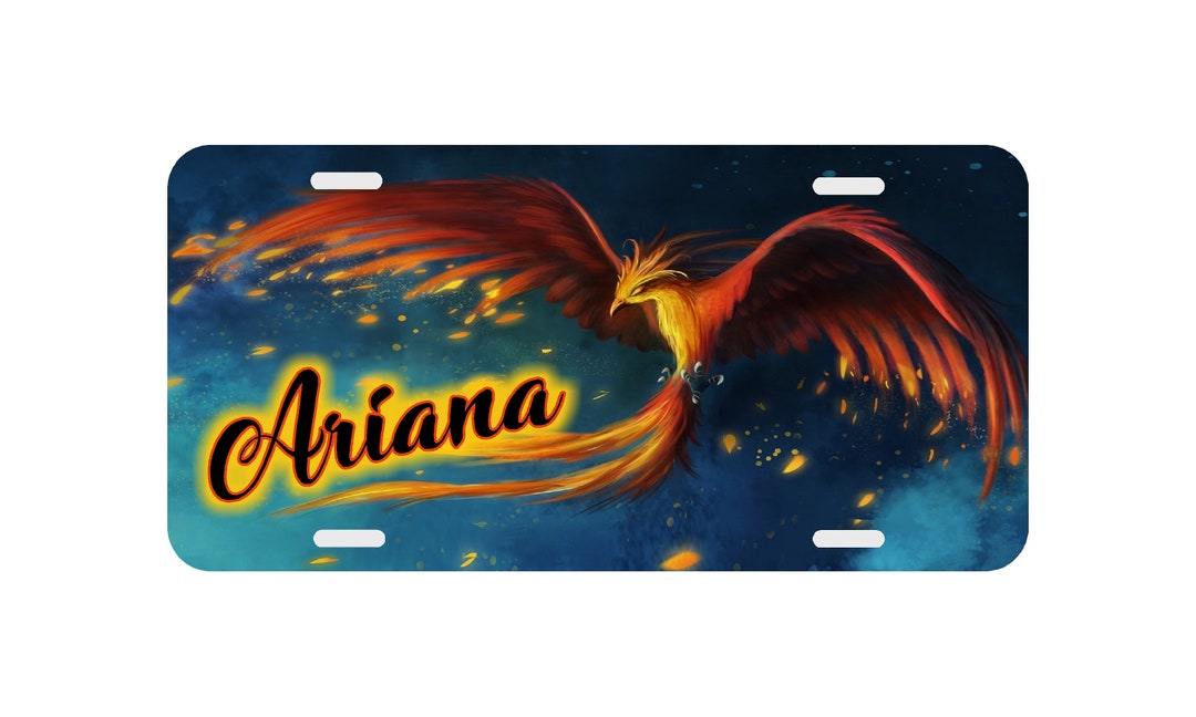 Phoenix License Plate Monogrammed Personalized Blue Orange Yellow - Etsy