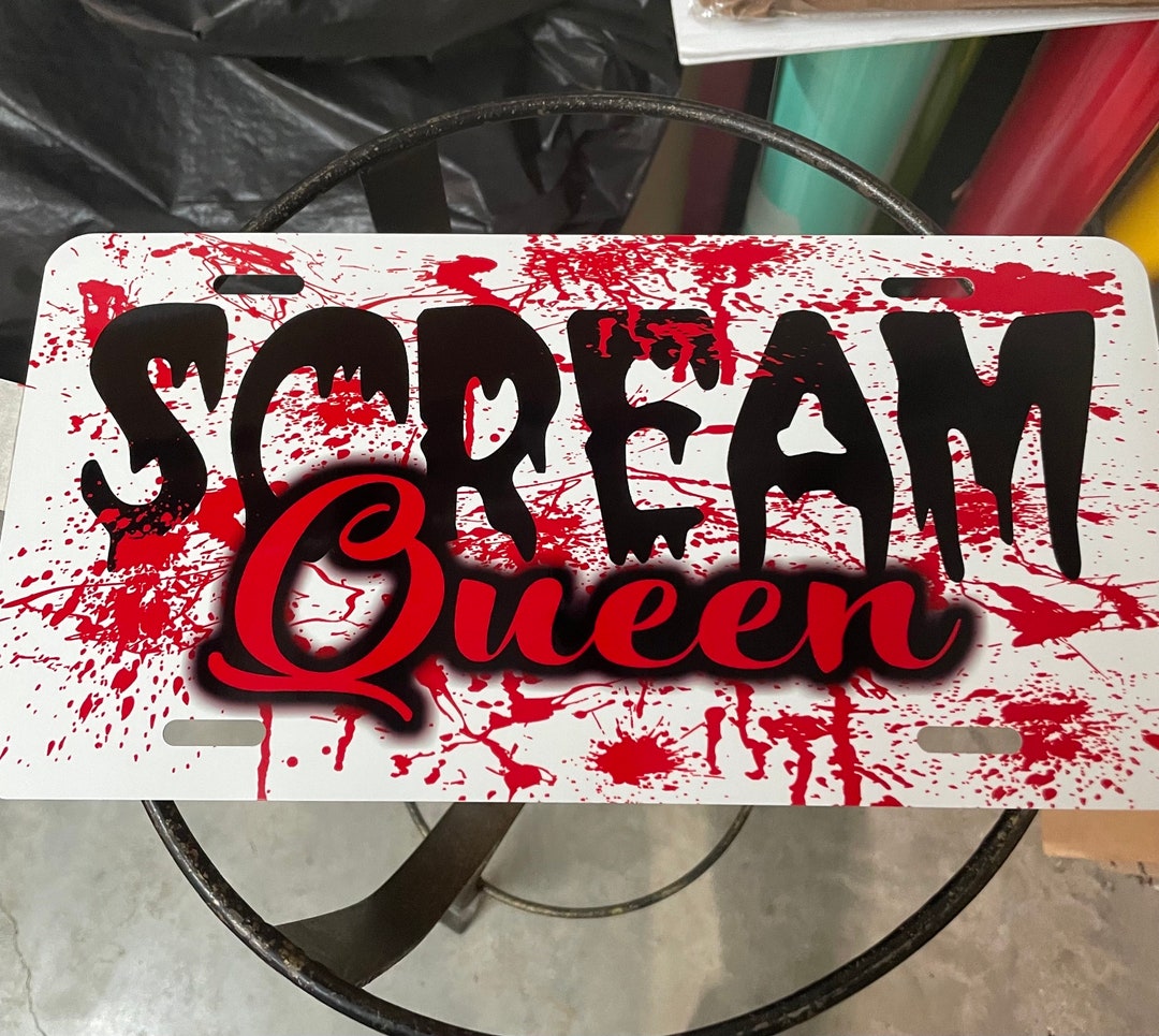 Blood Spatter Scream Queen Halloween Horror Personalized License Plate ...