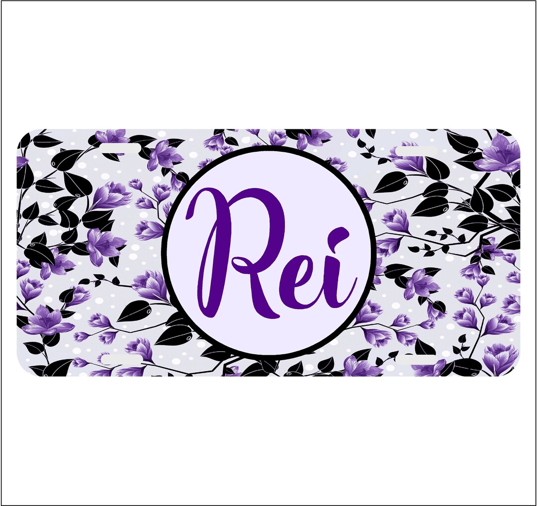 Floral Purple Personalized License Plate Monogrammed Auto Car Tag ...