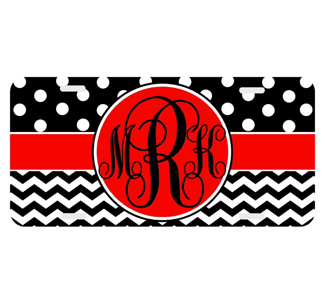 Chevron Polka Dots License Plate Personalized Monogrammed Auto Car Tag ...