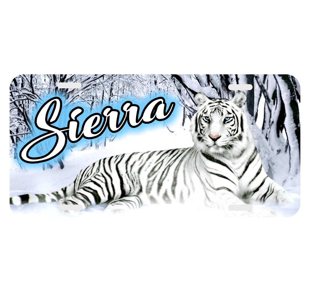 Tiger Snow Personalized License Plate Monogrammed License Plate White ...