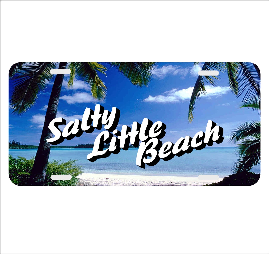 Beach Palm Trees Personalized License Plate Salty Little Beach Ocean ...