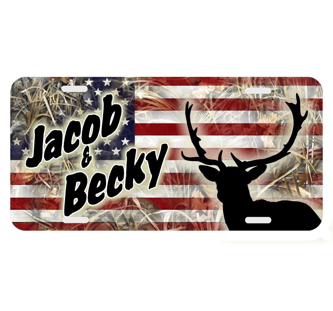 Camo Flag Deer License Plate Auto Car Tag Personalized Hunting ...