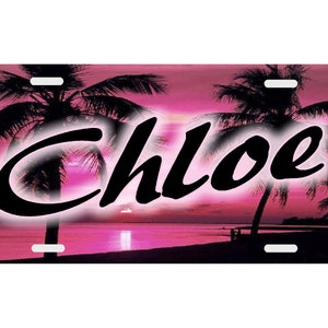 Beach Palm Trees Personalized License Plate Salty Little Beach Ocean ...