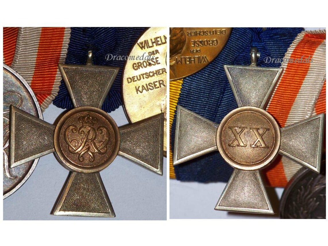 Germany Austria WW1 Medal Bar Military Iron Prussian Army Long Service XX Cross 3rd Cls EK2 ...