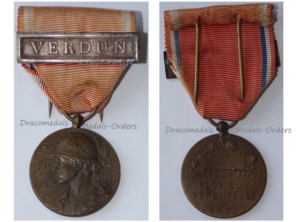 France WW1 Verdun Military Medal 1916 Bar WWI 1914 1918 | Etsy