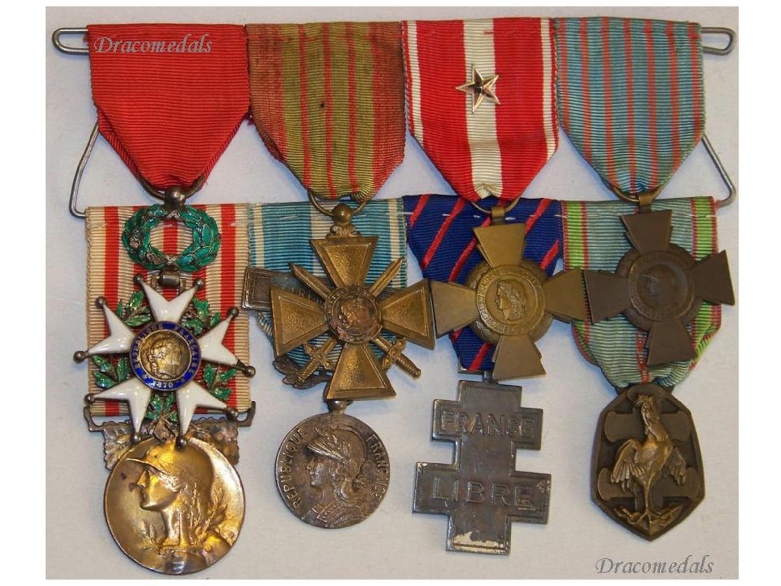 France French WW1 WW2 8 Military Medals Legion Honor Cross Valor LIBRE ...