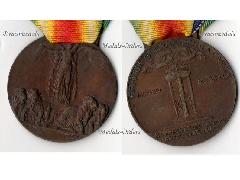 Italy WW1 Medal Victory Interallied 1914 1918 Decoration Service ...