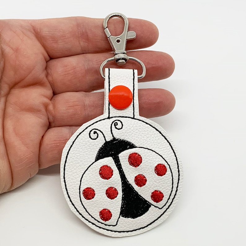 Ladybug Keychain, Red Black Ladybug Key FOB, Zipper Pull, Birthday Gift ...