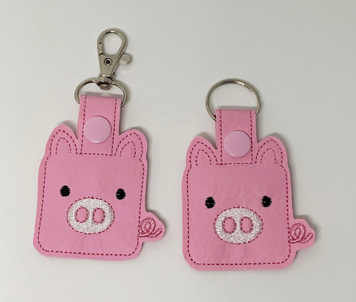 Pig Pink Farm Animal Gift Accessory Girl Cute Embroidery Keychain - Etsy