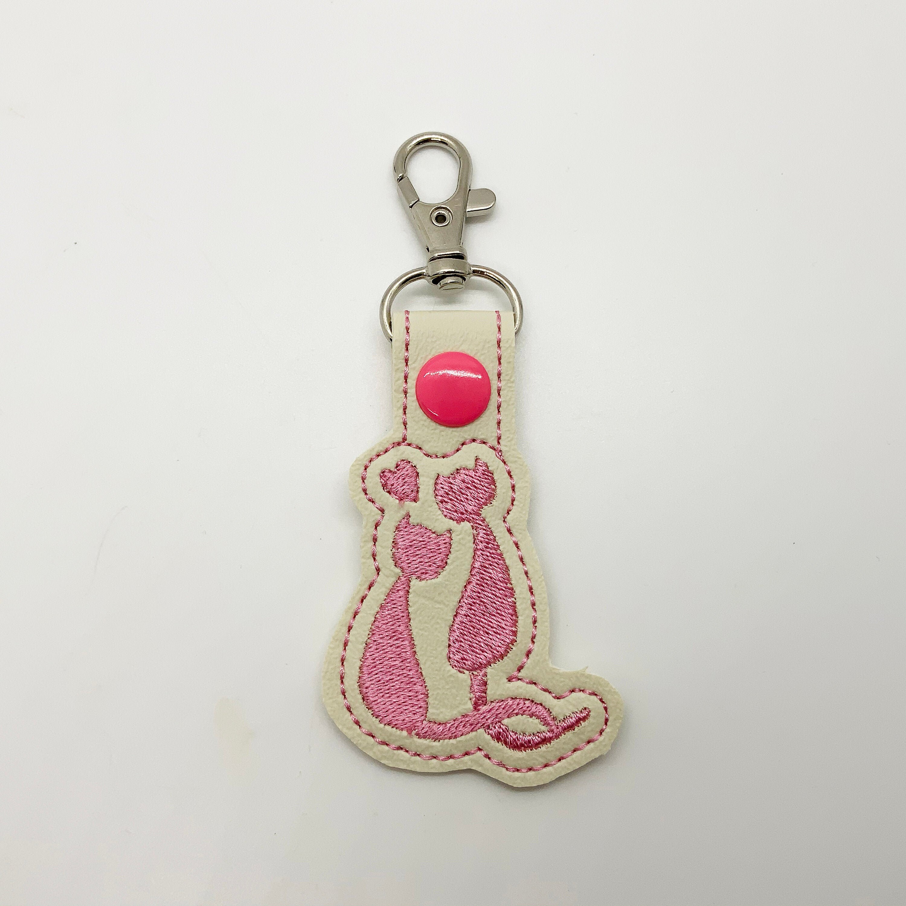 Cats Pink Heart Keychain Pink Cat Key Fob Cats Luggage Tag - Etsy