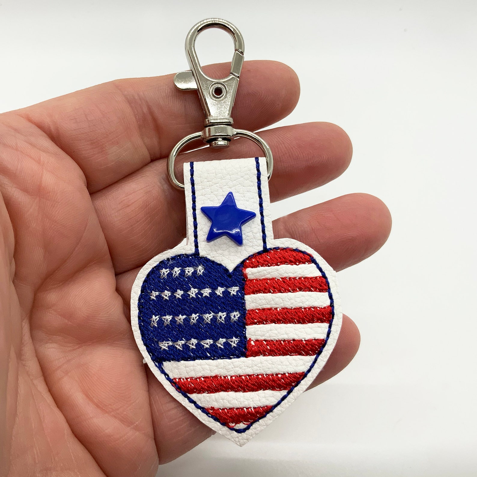 American Flag Red White Blue Key Chain, American Flag Key FOB, Flag ...