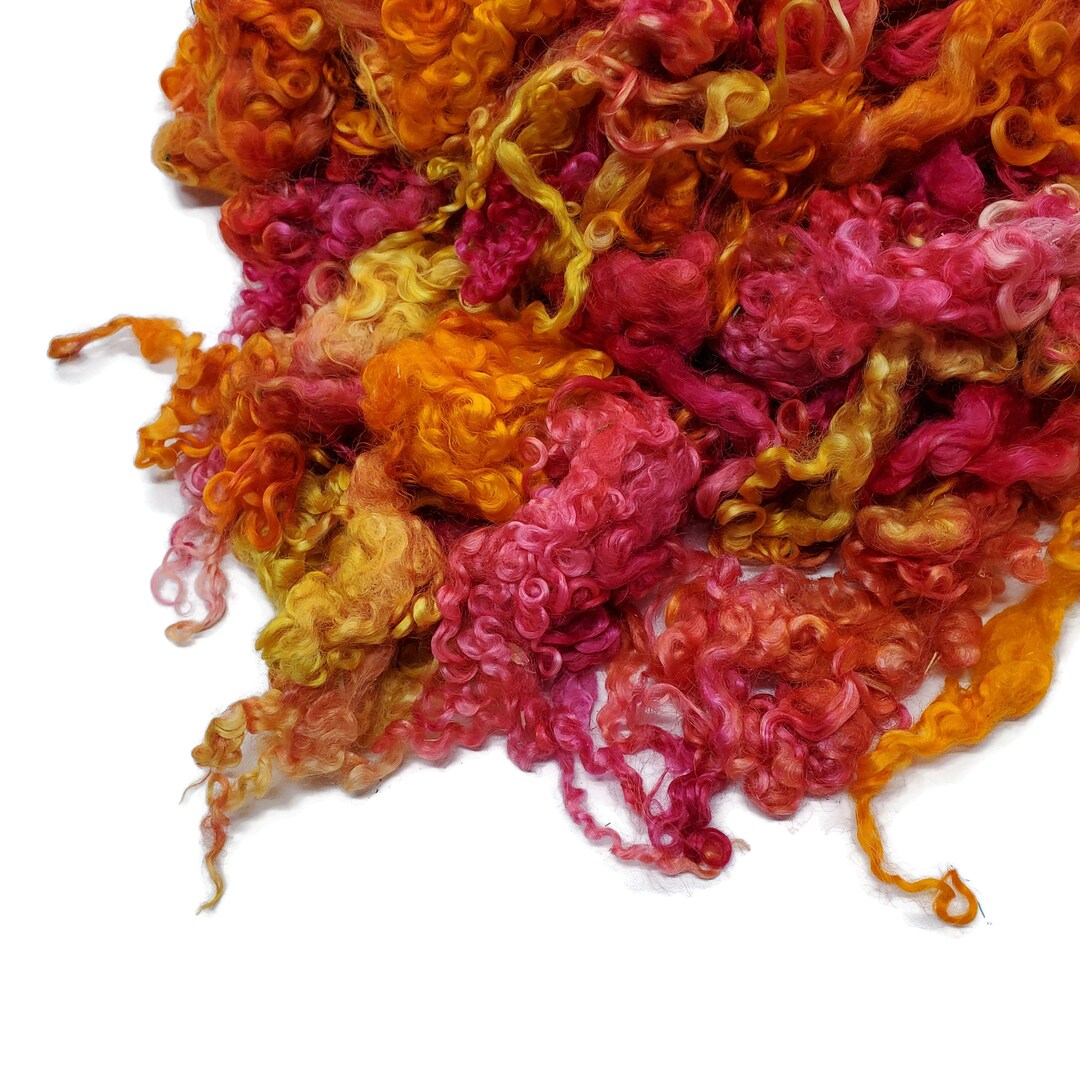 1oz, Wensleydale Lamb Wool Lock Mix, Hand-dyed , 4-5 Inch Long, ADF-38 ...