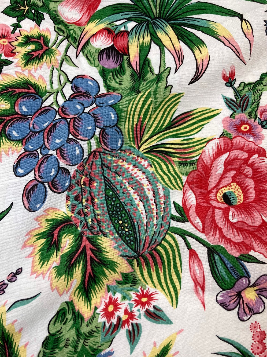 Swedish Vintage Fabric With a Stylized Floral Pattern From - Etsy