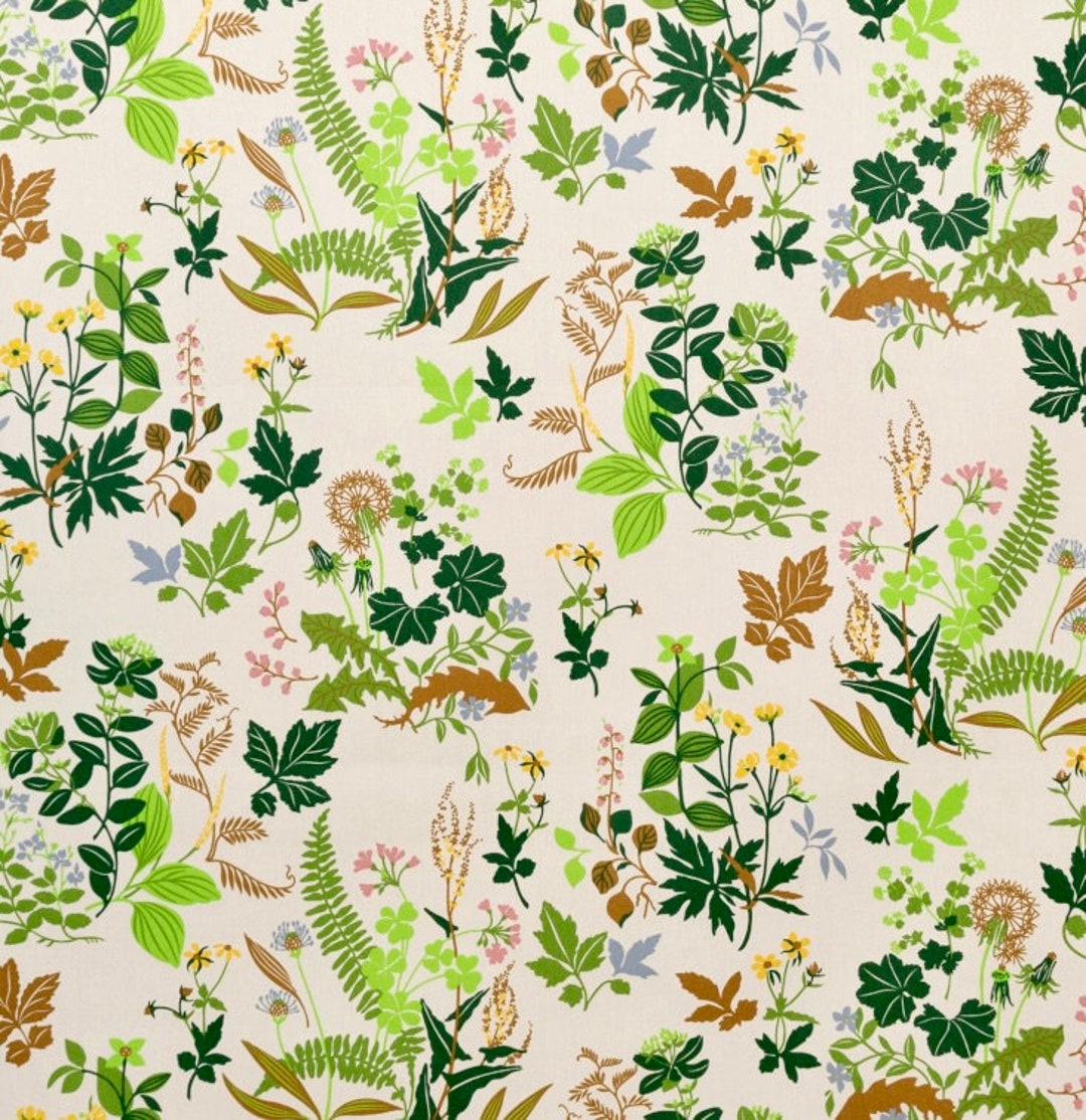 Vintage Floral Fabric: Scandinavian Botanical Print Cotton, Toni ...