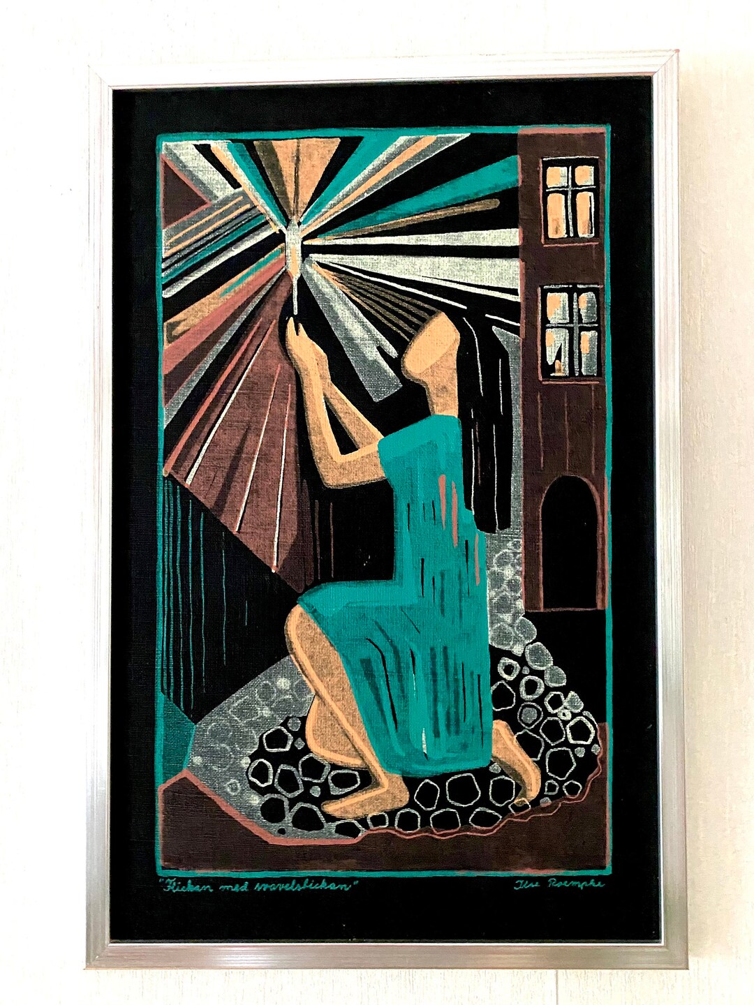 Vintage Mid Century Modern Wall Tapestry Ilse Roempke the Little Match ...