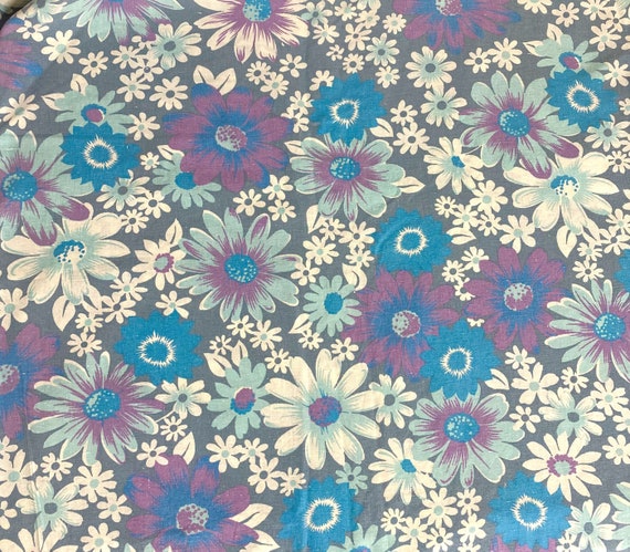 1970s Vintage Fabric Beautiful Floral Print Cotton Made in - Etsy