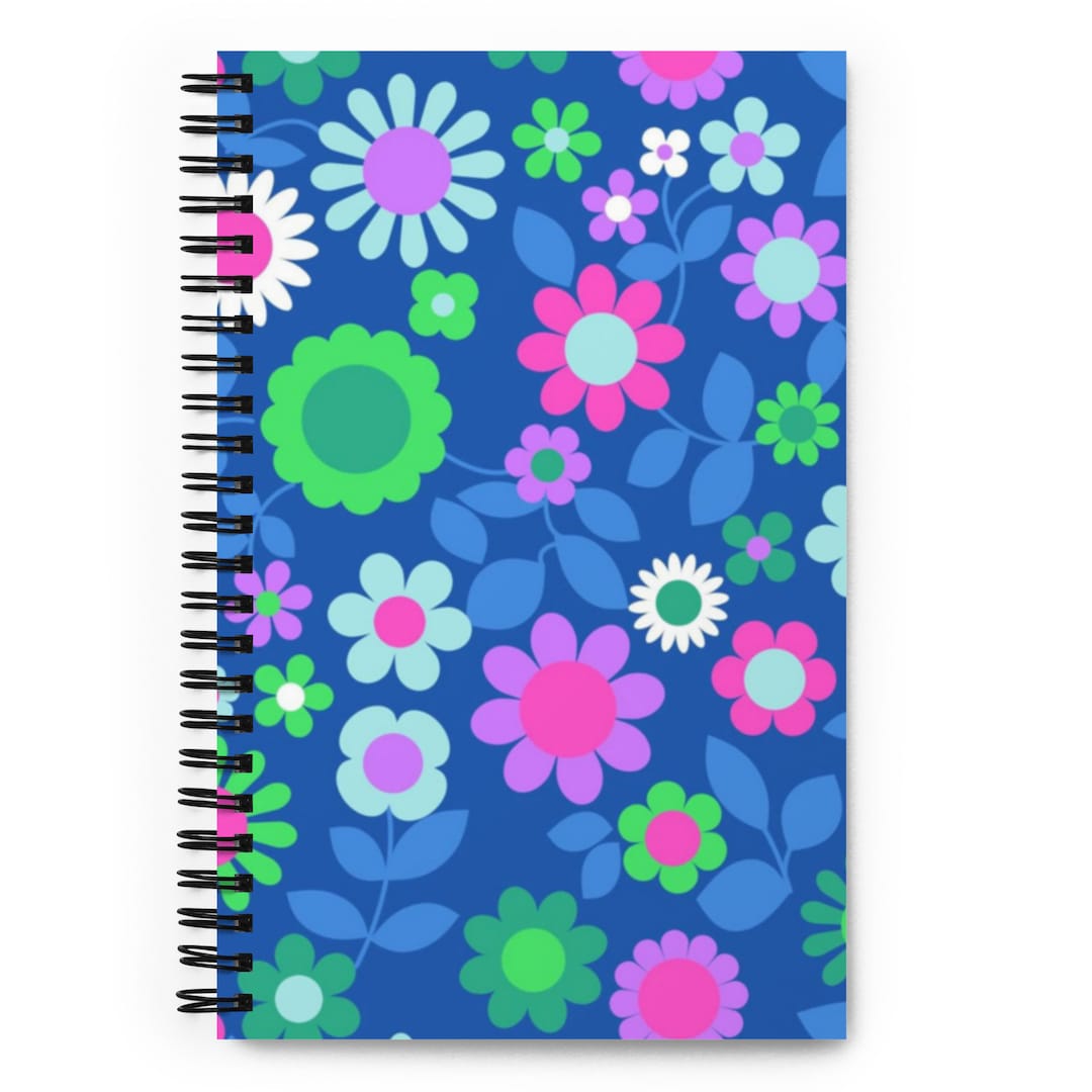 Gorgeous Flower Power Retro Pattern Spiral Journal Notebook Floral ...