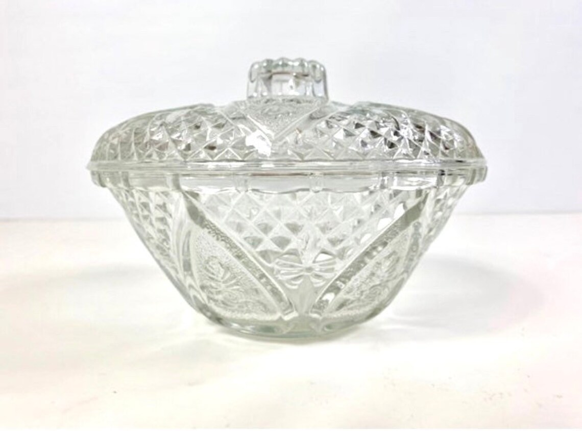 Lidded Glass Bowl Box KIG Malaysia Malaysian Candy Dish Fleur - Etsy