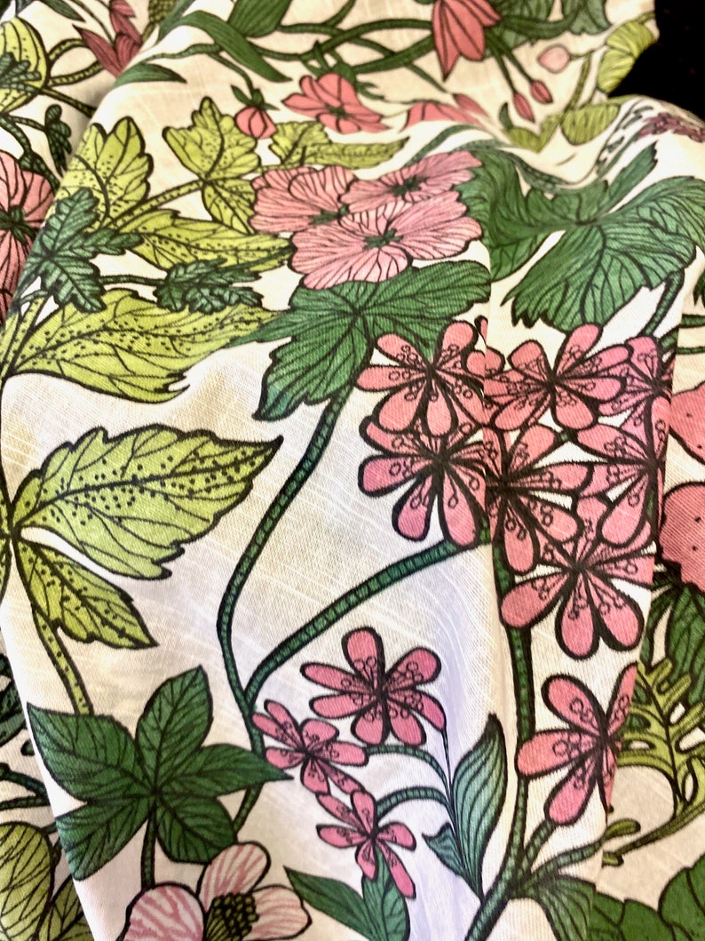 Floral Swedish Cotton Fabric Vintage Style Botanical Fabric ...