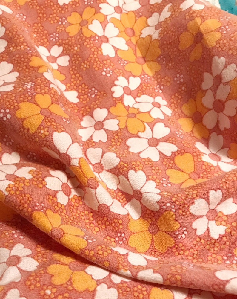70s Vintage Fabric. Retro Floral Print Made in Sweden Mod Pink - Etsy