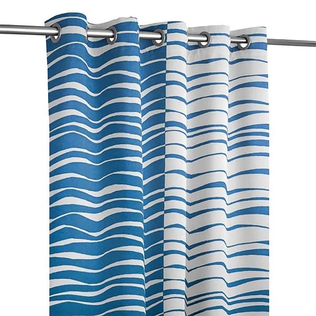 Marianne Westman Mambo Fabric: Blue Abstract Cotton Linen, Mid-century ...