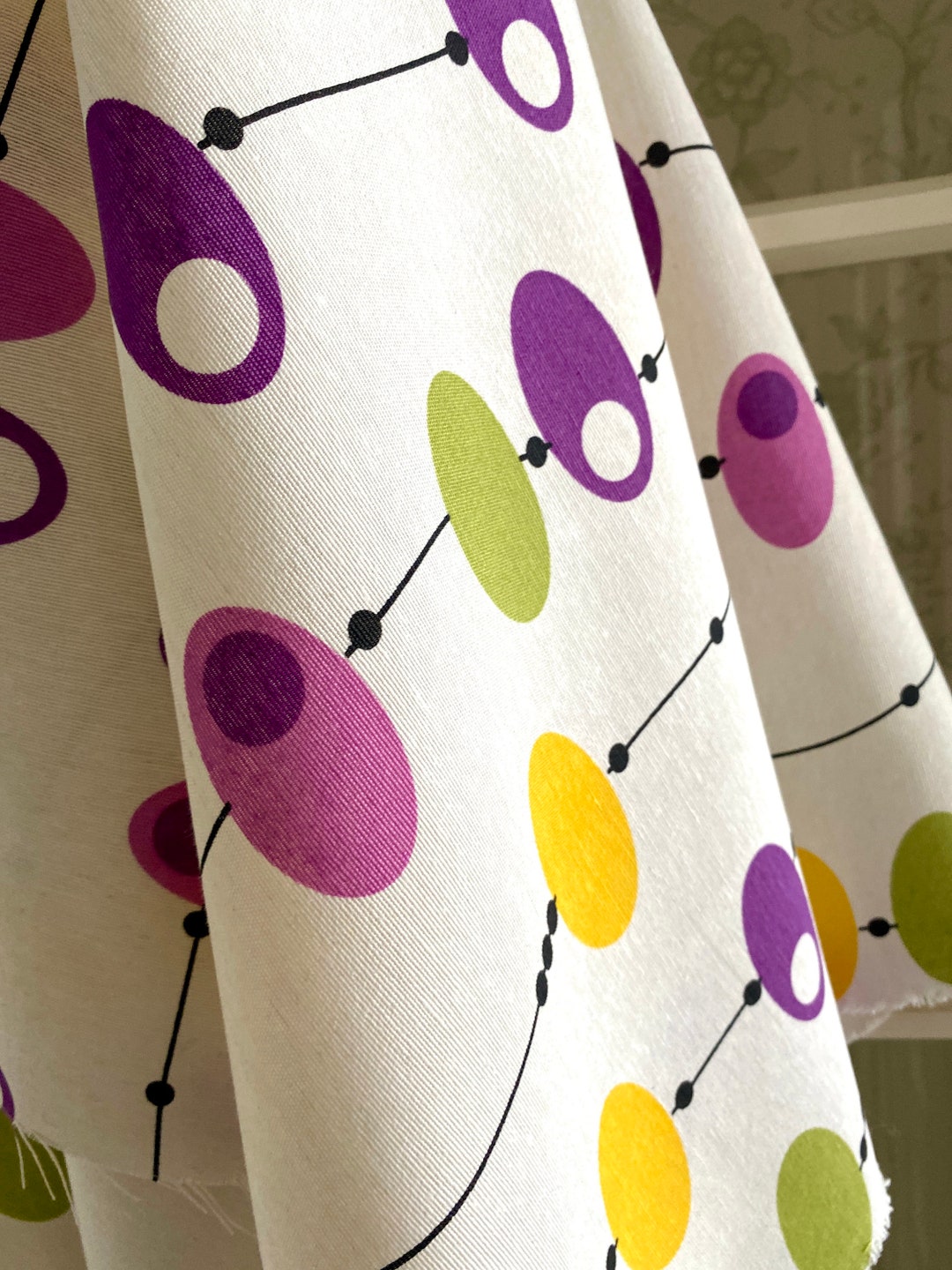 80s Vintage Fabric Retro Fabric Colorful Mod Fabric Abstract Circle ...
