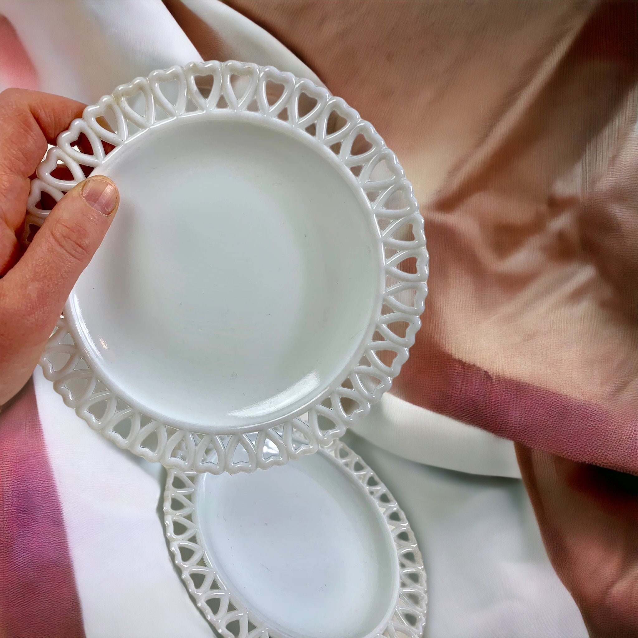 Vintage Lindshammar Opaline Glass Dessert Plates - Gunnar Ander Design ...