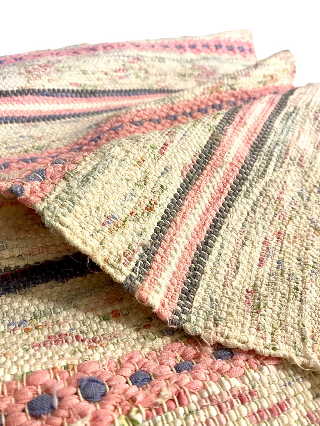 50s Mid Century Modern Vintage Woven Rag Rug Scandinavian Pink - Etsy