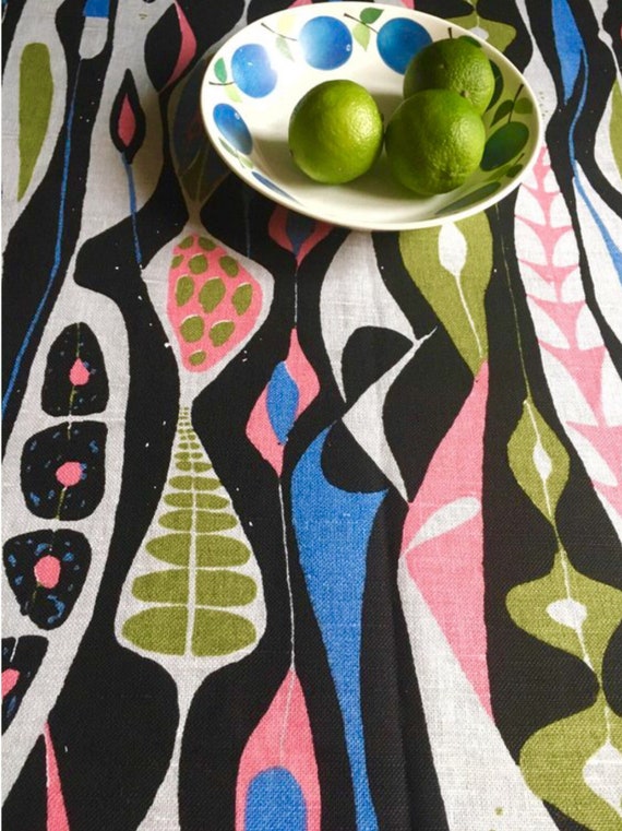 Scandinavian Vintage Fabric Swedish Fabric Abstract Design. | Etsy