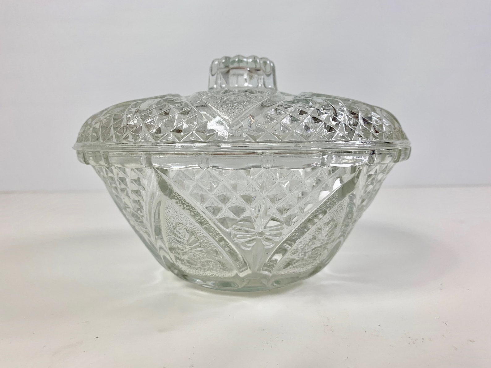 Lidded Glass Bowl Box KIG Malaysia Malaysian Candy Dish Fleur | Etsy