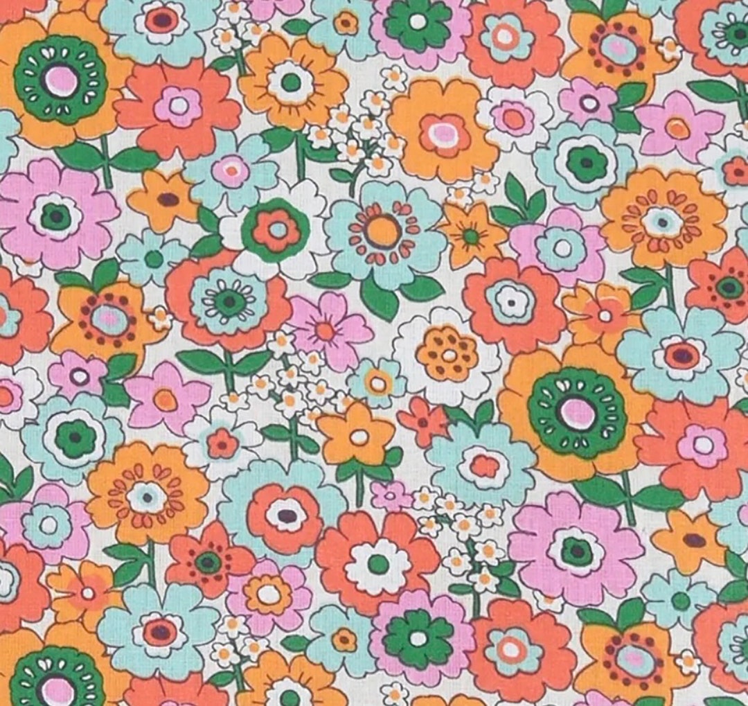 Retro Style Fabric New 60s-70s Swedish Flower Power Fabric for Retro Enthusiasts & DIY Crafters ...