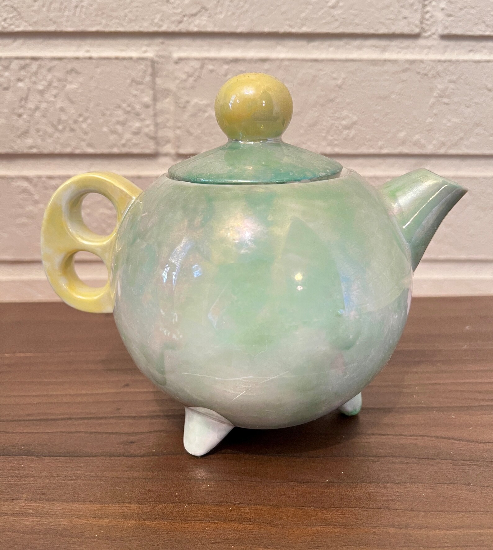 Vintage Mid Century Japanese Lustre Ware Teapot, Light Green, 3-prong ...