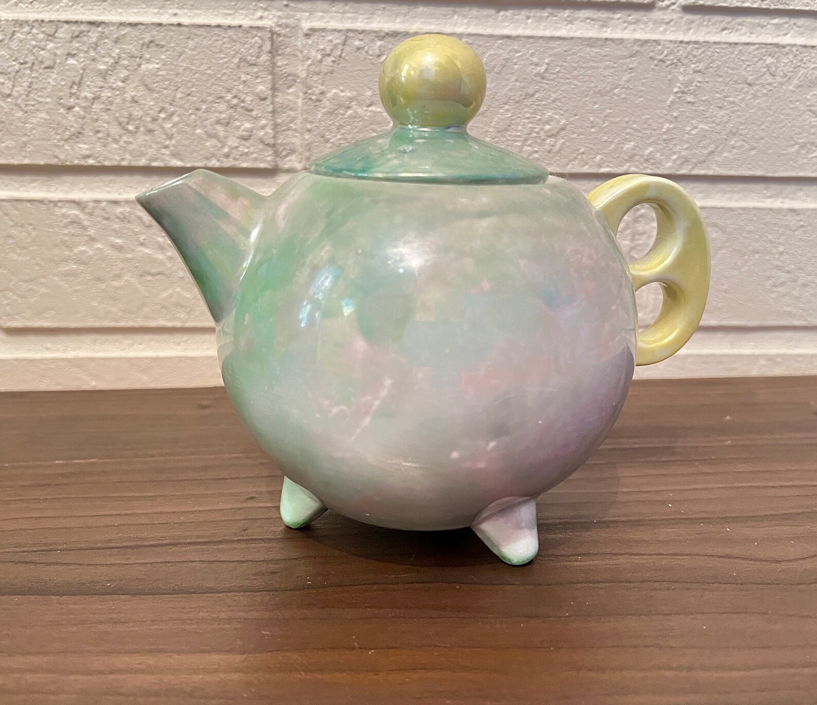 Vintage Mid Century Japanese Lustre Ware Teapot, Light Green, 3-prong ...