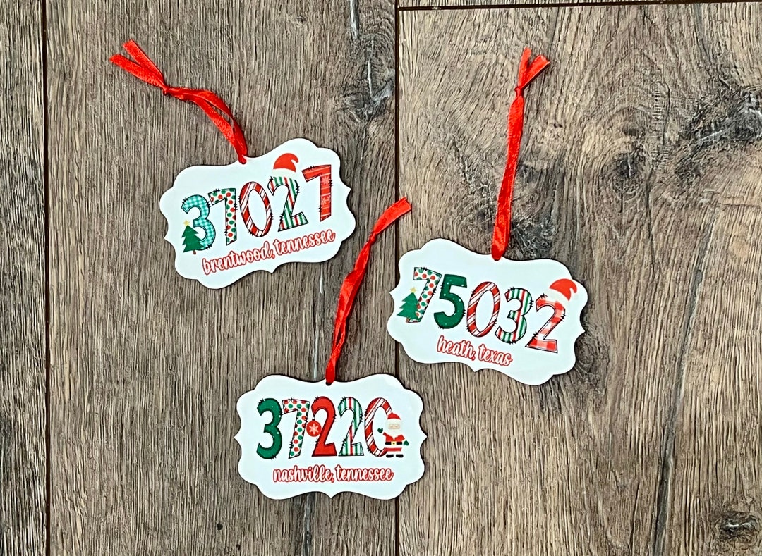 Custom Zip Code Christmas Ornaments - Etsy