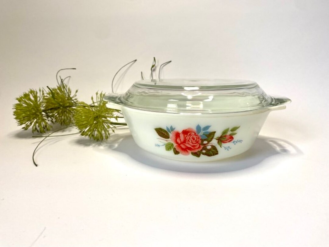 Vintage JAJ Pyrex Cottage Rose Casserole Dish With Lid – England, 1970s ...