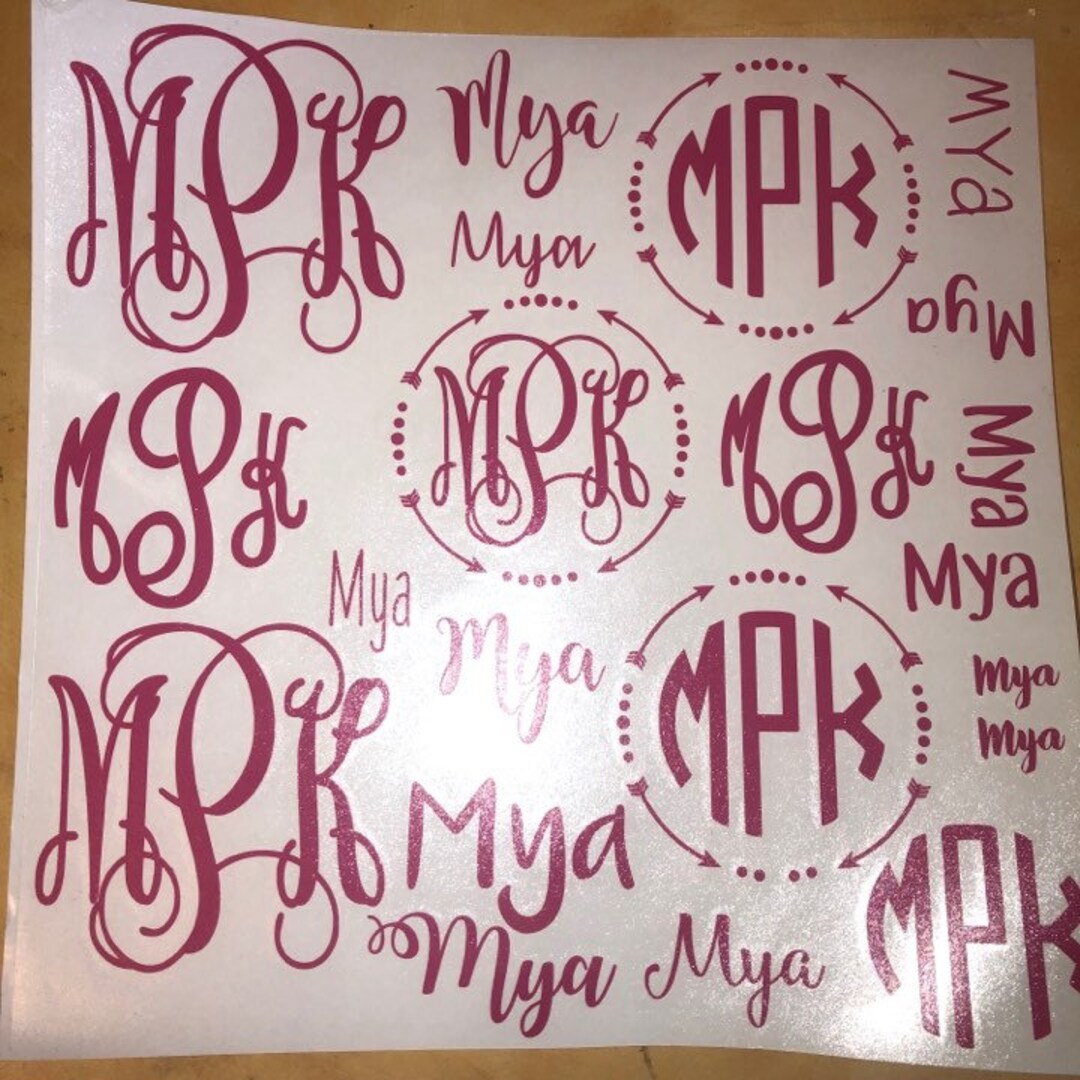 12x12 Inch Sheet of Vinyl Decal Stickers Initials and Names Initial Set ...