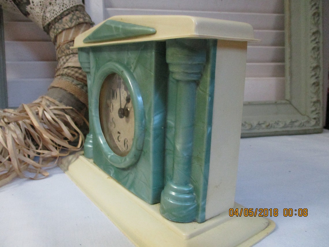 Vintage Celluloid Bakelite Clock Art Deco Beautiful on a | Etsy