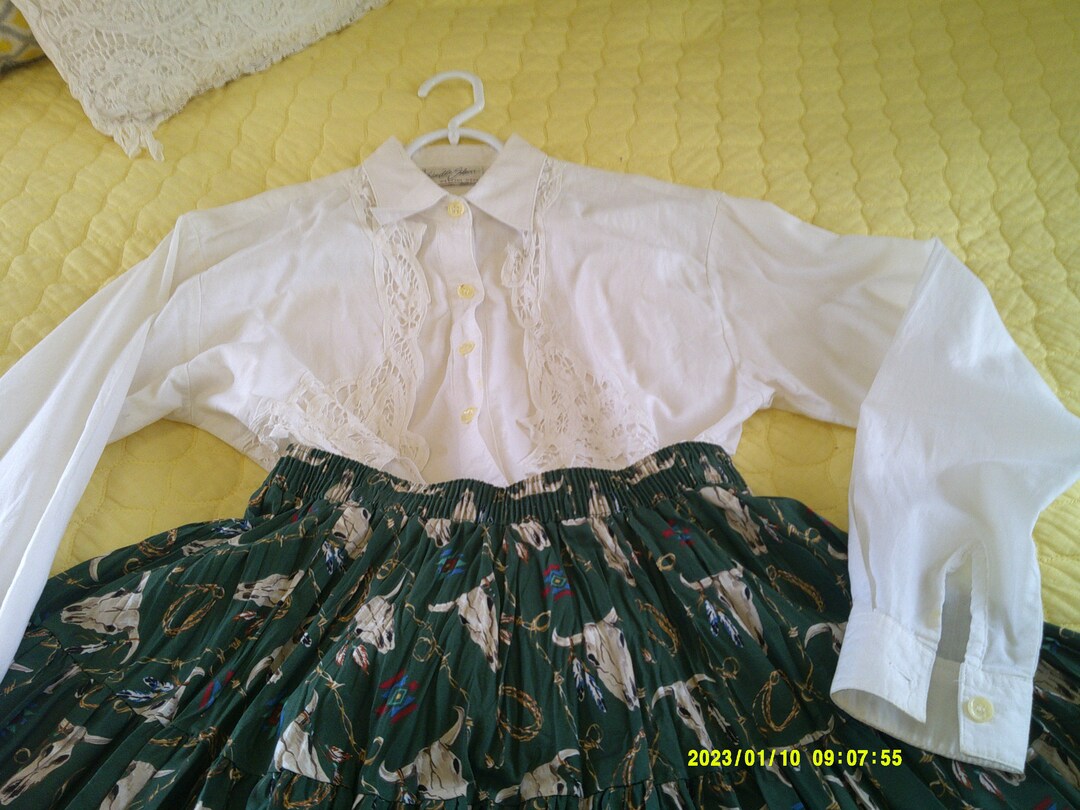 Pretty Square Dance Skirt, Elastic Waist, Size Medium Skirt. - Etsy