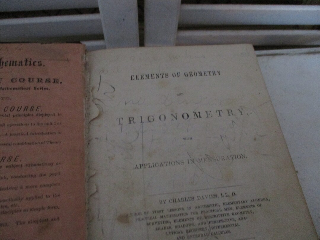 Vintage Book, Davies Elementary Geometry and Triconometry, Hard Back ...