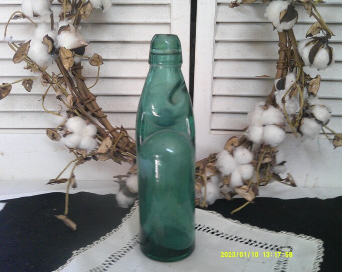 Cod Neck Aqua Green Bottle With Marble Inside, Made in England by ...